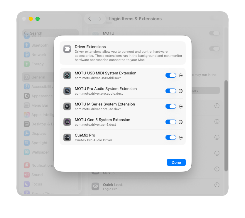 - Enabling MOTU drivers in macOS 10.13 High Sierra or later